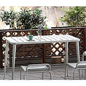 Lisuden Patio Bistro Metal Dining Table, Outdoor Steel Square Table for 4 Person, 47.2" Lx23.6 Wx30 H, Furniture Table for Backyard, Garden, Lawn and Porch (White)