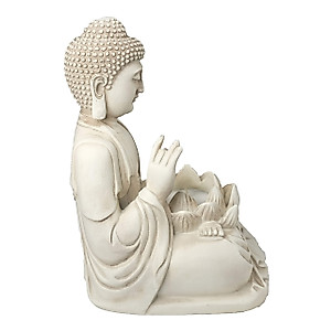 Bella Haus Design Buddha Tealight Candle Holder Statue – 8.5” Tall Polyresin - Zen Home and Garden Decor - Includes 3pcs Tea Lights and Free Candle Snuffer for Office, Indoor, Outdoor Decoration