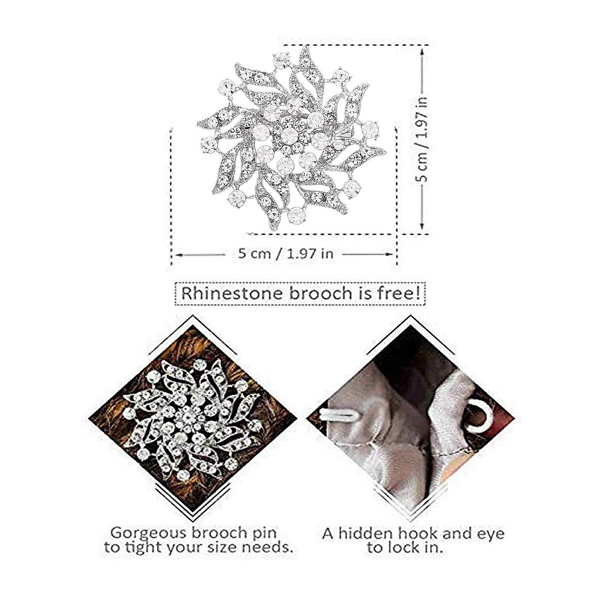 Aukmla Women's Brown Faux Fur Shawl Wedding Fur Wraps and Shawls Bridal Fur Stoles Scarf with Rhinestones Brooch for Bride and Bridesmaids (A-Brown, US 4-14 (S-M))