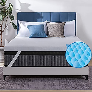 Queen Mattress Topper, 3 Inch Cooling Memory Foam Mattress Topper Queen, Egg Crate Gel Foam Bed Pillow Top Pad Mattress Topper for Back Pain, with Fitted Removable Bamboo Cover