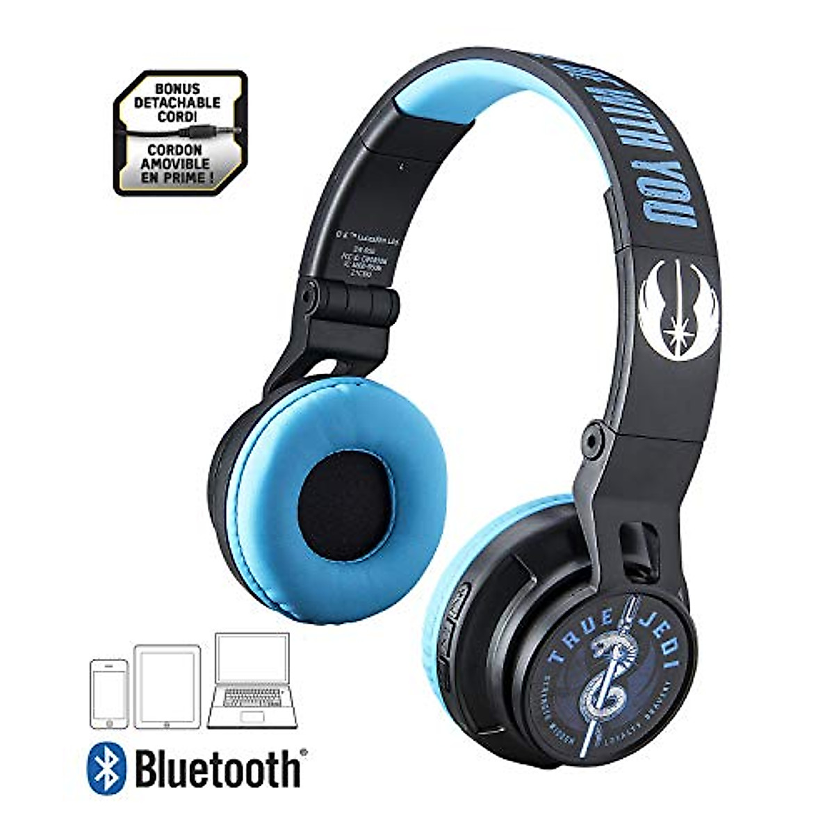 Star Wars Ep 9 Kids Headphones Bluetooth Wireless with Microphone Safe Listening Rechargeable Battery Adjustable Kids Headband for School Packaging