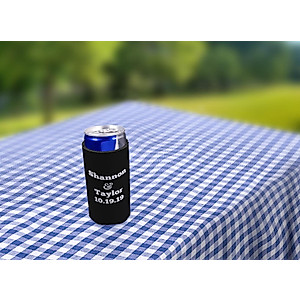 Have Hold Keep Drink Cold Names & Date 48-Pack Personalized Ultra Slim Seltzer Can Coolies Black