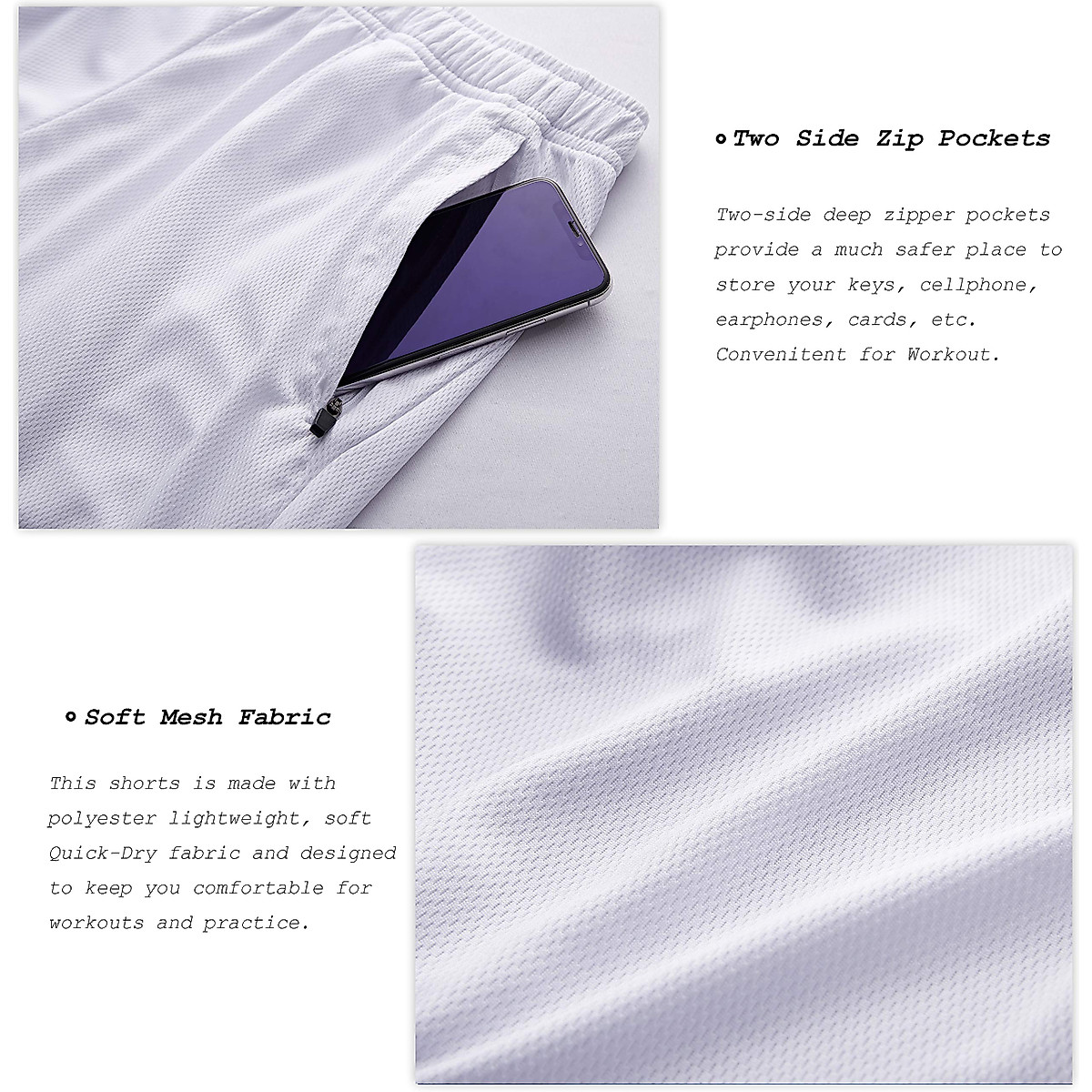 G Gradual Men's 7" Workout Running Shorts Quick Dry Lightweight Gym Shorts with Zip Pockets (2 Pack: Black/White Medium)