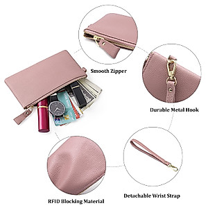 GOIACII Women's Wristlet Clutch Slim Leather Wallet RFID Blocking Handbag