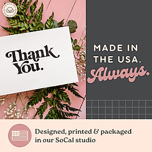 Two Poodle Press 20 Boho Wedding Black and White Classic Thank You Cards with Kraft Envelopes - Modern Bohemian Wedding or Baby Shower - Bell