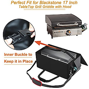 17 Inch Griddle Carry Bag Fits for Blackstone 1814 17 inch Tabletop Griddle with Hood Lid,Exclusively Fits for Blackstone Tabletop Griddle 17 inch with hood Carry Bag ,600D Polyester Heavy Duty