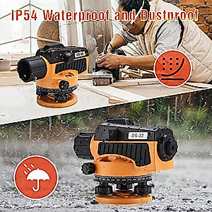Aihand 32x Automatic Optical Level with Self-Leveling Magnetic Dampened Compensator, Height/Distance/Angle Measurement Level Tool for Builders, IP54 Waterproof Metal Level