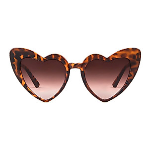 GIFIORE Heart Sunglasses Vintage Retro Oversized Cat Eye Heart Shaped Sun Glasses (Tortoise shell frame)