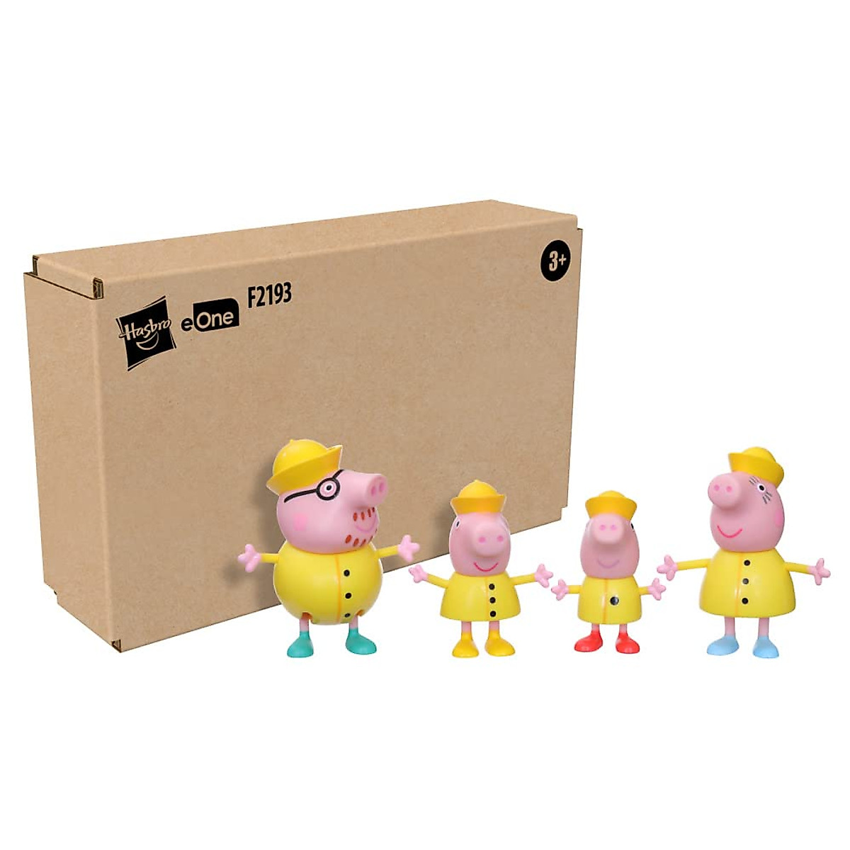 Peppa Pig Peppa’s Adventures Peppa’s Family Rainy Day Figure 4-Pack Toy - Includes 4 Pig Family Figures in Raincoats, Ages 3 and Up