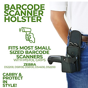 e-Holster Wireless Scanner Holster (Small) | Ballistic Nylon Pouch for 1D and 2D Barcode Scanner | Belt Clip, Belt Loop, Shoulder Strap | Fits Zebra Scanner DS2208/8108/8100/4600/2200