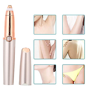 Facial Hair Remover Eyebrow Razor Lipstick Shaped Electric Eyebrow Trimmer Mini Portable Women Eyebrow Shaver Rose Gold for Face Bikini Hair Chin Cheek Upper Lip