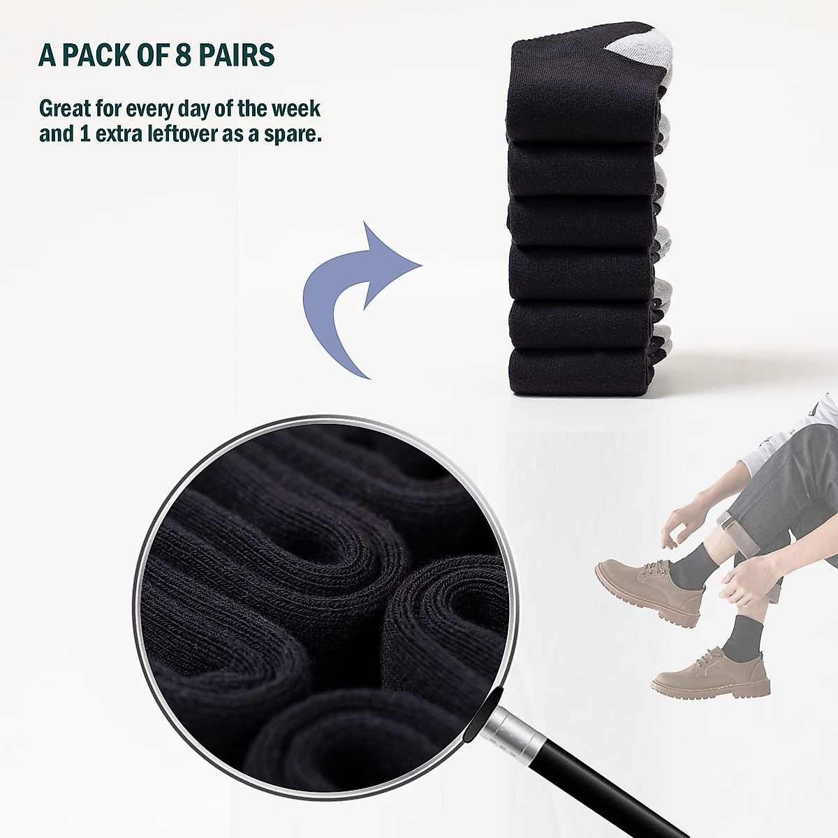 FLSHMCEN Men's Athletic Ankle Socks 8-Pairs Cotton Cushioned Quarter Socks for Men Moisture Wicking Socks Size 7-9/9-12/12-15