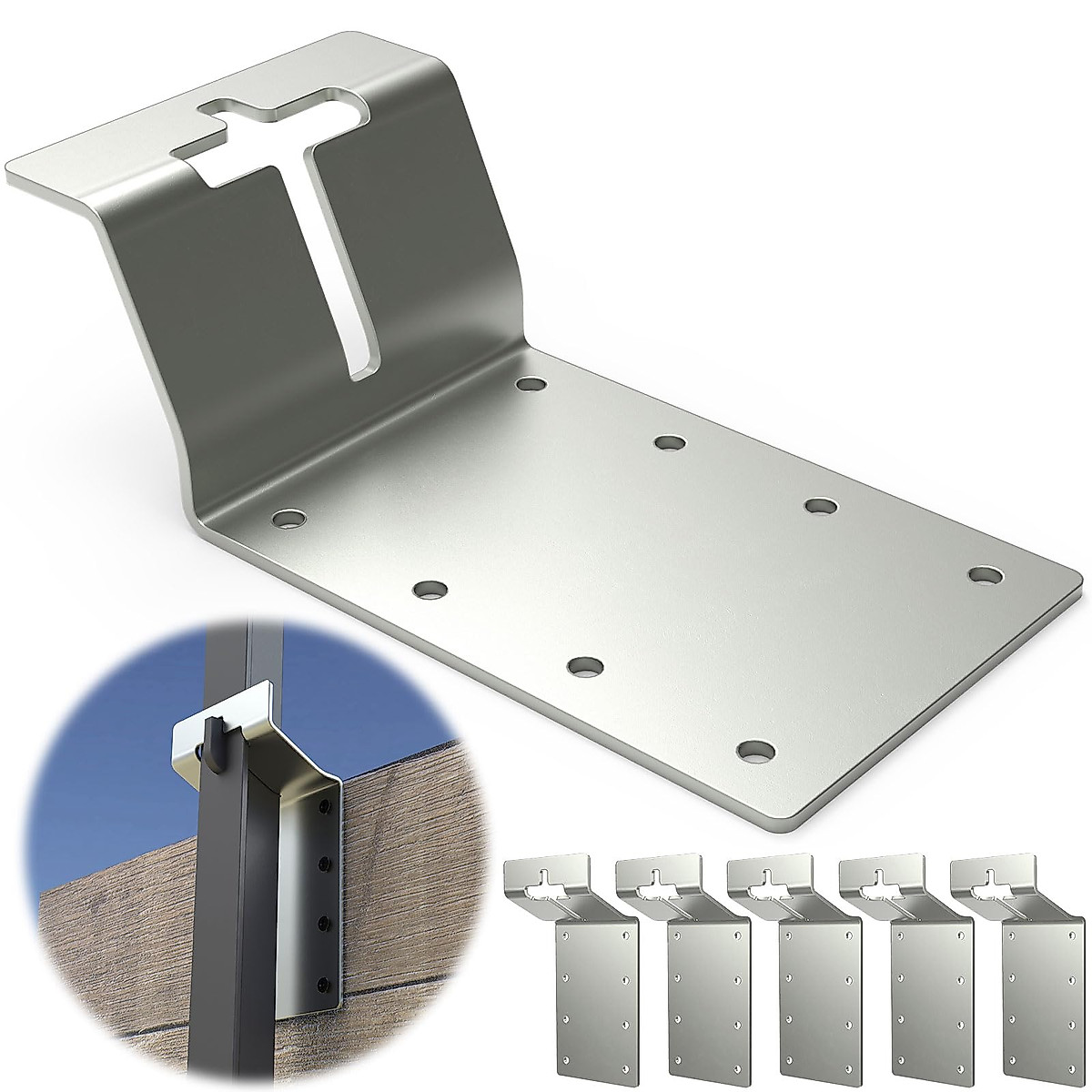 ForoGore 6 Pack T-Post Bracket 3" (Vertical) T Post Mounting Bracket, Mounting T Post Bracket for Signs, Plywood Install