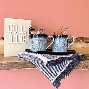 Denby Halo Heritage Mug Set of 2, Black, Grey, 199048280, 390 milliliters