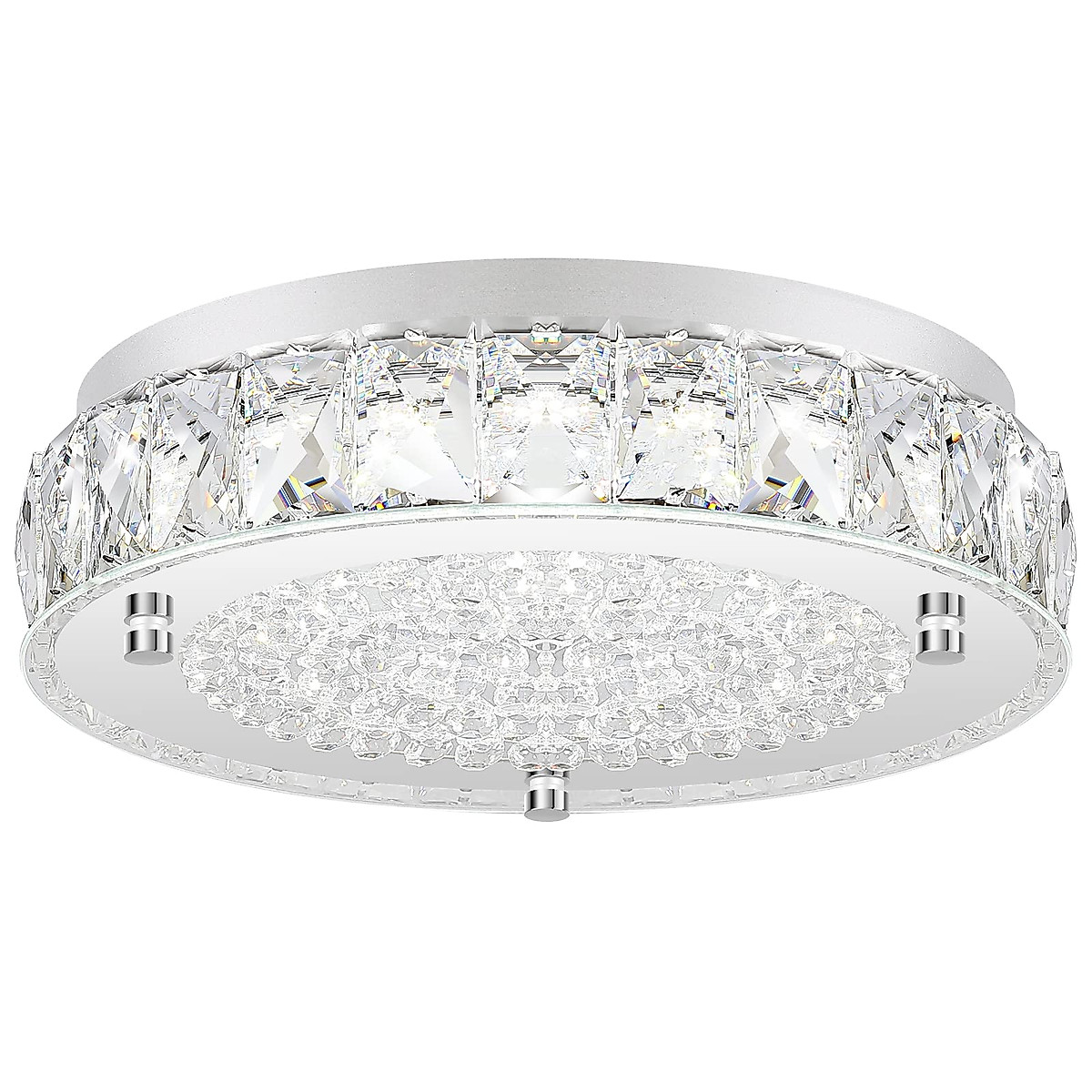 Crystal Chandeliers Flush Mount LED Ceiling Light Fixture, 5000K Daylight White Super Bright 1980LM 11-Inch Non-Dimmable Farmhouse Kitchen Light Modern Ceiling Lamp for Bedroom Bathroom Nursery