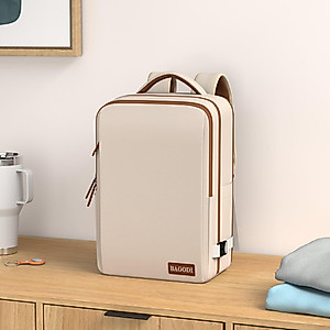 BAGODI Travel Laptop Backpack ,15.6 Inch Flight Approved Carry on Backpack,Waterproof Large 40L Hiking Backpack Casual Daypack (Khaki)