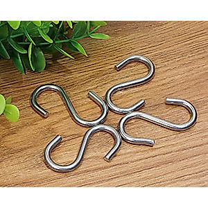Shapenty Stainless Steel Heavy Duty S Shaped Hooks Hanging Utility Hooks for Plants Hanger Kitchen Utensils Pots Pans Clothes Jeans Bags Bathroom Gardening Tool, 4PCS (2 Inch)
