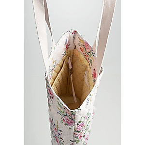 Maison d' Hermine Shopping Bag Cotton Quilted Tote Bag with Zipper Pockets & Small Pouch Shoulder Grocery Bag for Gifts Beach Travel Perfect for Men Women (Sweet Rose Lavender - Lush)