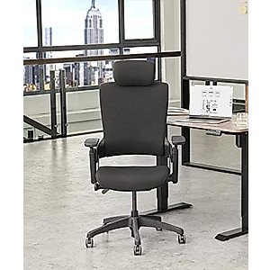 CLATINA Ergonomic High Swivel Executive Chair with Adjustable Height Head 3D Arm Rest Lumbar Support and Upholstered Back for Home Office Black