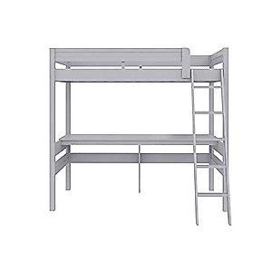 DHP Dorel Living Harlan Wood Bed with Ladder and GuardRail, Twin, Gray Loft