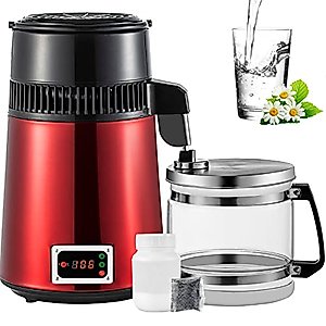 Mophorn Water Distiller, 4L/1.1 Gallon Pure Water Purifier Filter For Home Countertop, 750W Distilled Water Maker, Stainless Steel Interior Water Making Machine, BPA Free Container, Black