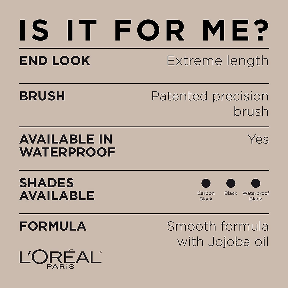 L'Oreal Paris Telescopic Mascara, Black [905] 0.27 oz (Pack of 3)