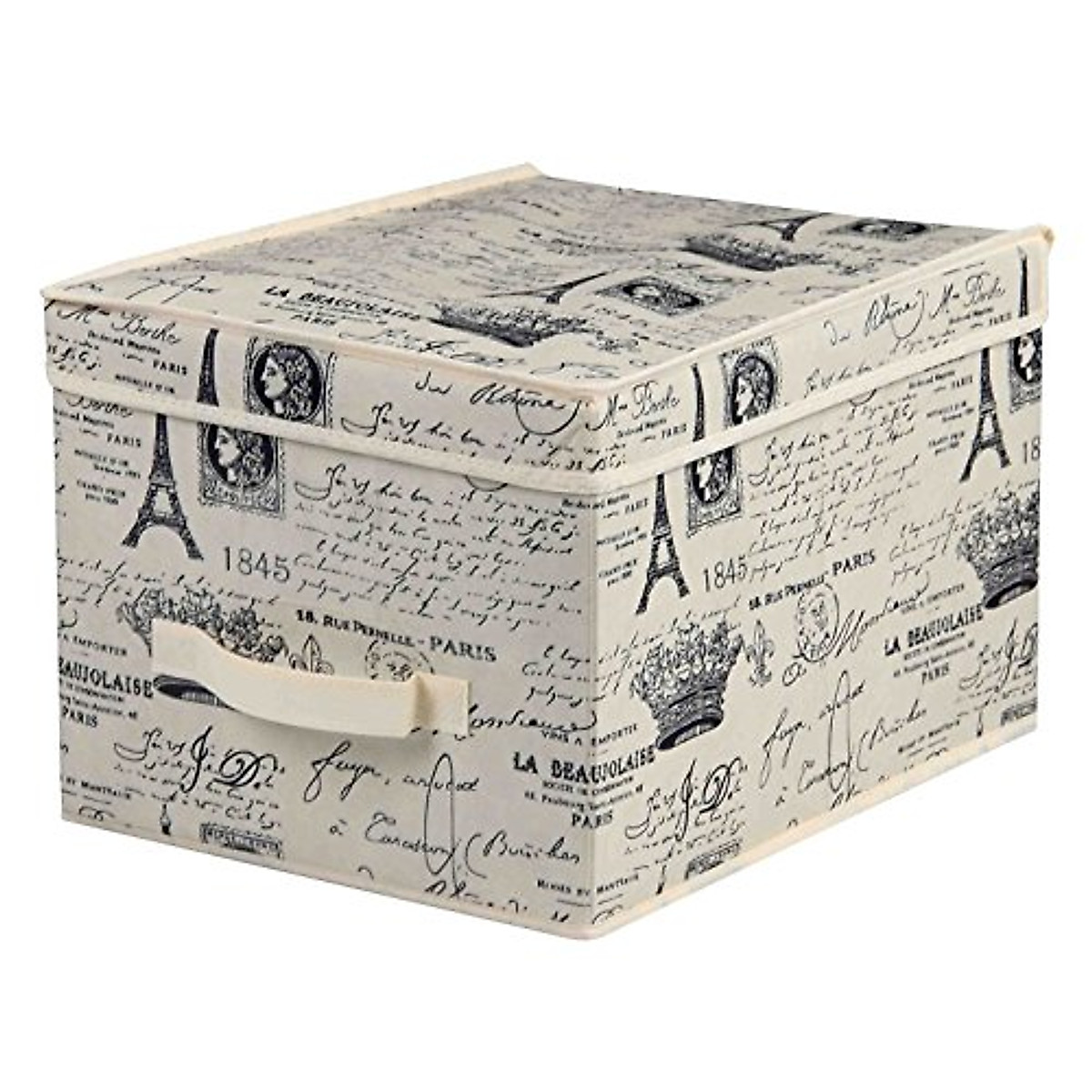Home Basics Paris Collection Non-Woven Large Storage and Organization Box, Natural, (Jumbo Box)