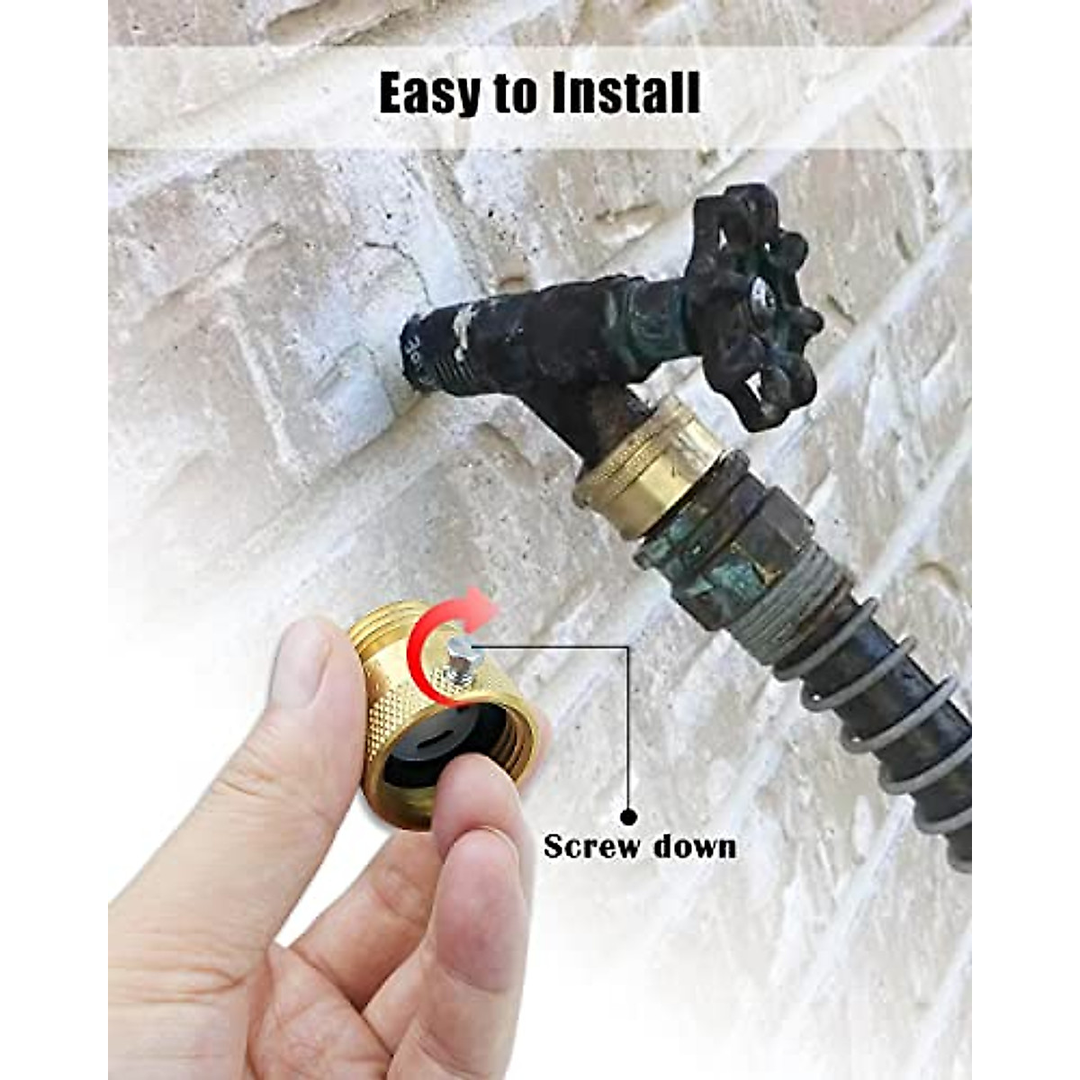 4 Pcs Anti Siphon Valve, Hose Bib Vacuum Breaker Set 3/4 Inch GHT Hose Backflow Preventer for Garden Spigot RV Hose Connection with Sealing Tape and Washers