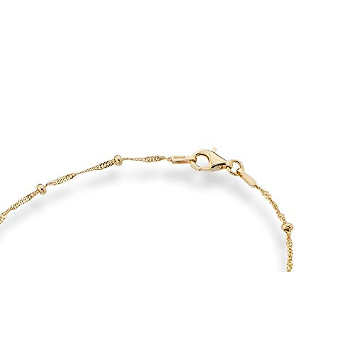 Miabella Italian 18K Gold Over Silver Italian Singapore Bead Chain Station Necklace for Women, Made in Italy (Length 18 Inch (women's average length))