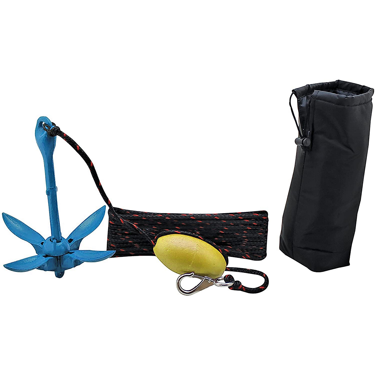 XIALUO Marine Kayak Anchor Portable Folding Grapnel Kayak Anchor Kit (1.5lb) with 30 ft Marine Rope