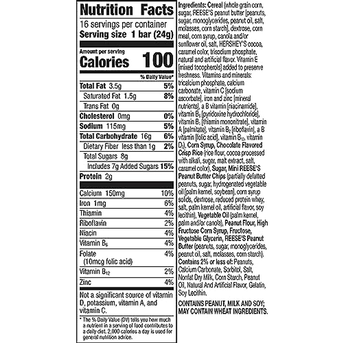 Reese's Puffs Breakfast Cereal Treat Bars, Peanut Butter & Cocoa, 16 ct