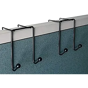 Tetra-Teknica CWH-02-2P 3 Inch Space Addition Wire Double Hook for Partition Wall Cubicle Panel, Color Black, 2 per Pack
