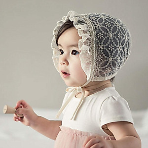 Baby Girl Toddlers Breathable Lacy Bonnet Eyelet Cotton Adjustable Sun Protection Hat