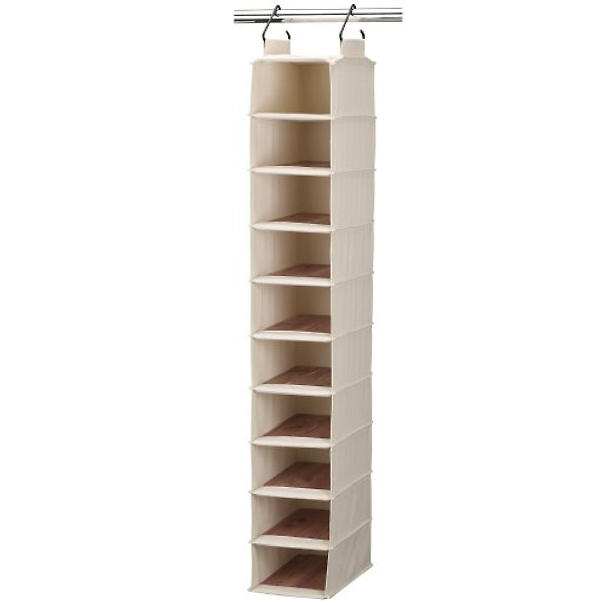 Household Essentials 3328-1 Cotton Canvas Hanging Closet Shoe Organizer | 10-Shelf | Natural