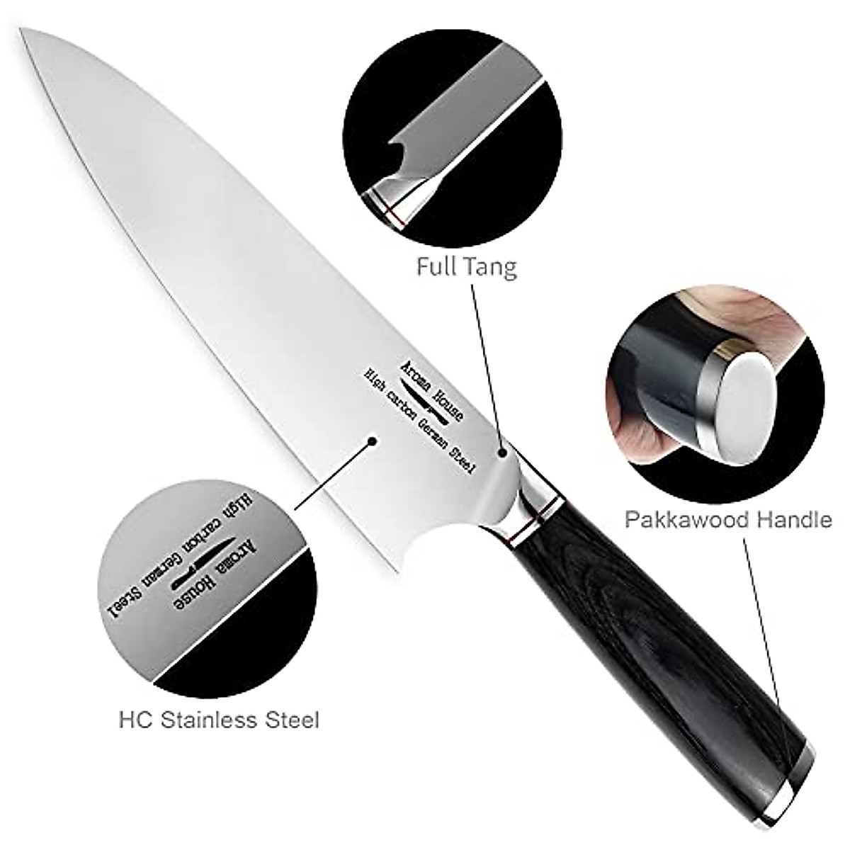 Aroma House Kitchen Pratical Gift, Gift Box Packed, 4" PARING KNIFE & 8" CHEF KNIFE