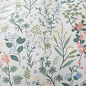 HoneiLife Duvet Cover Queen Size - 100% Cotton Comforter Floral Breathable Duvet Cover with Zipper Closure & Corner Ties,3pcs Wildflower Comforter Cover Sets- Fragrant Grass