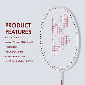 YONEX GR 303i Aluminium Strung Badminton Racket with Full Racket Cover (White) | for Beginners | 83 Grams | High Durability