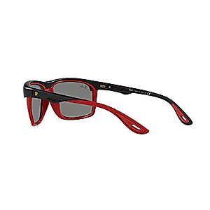 Ray-Ban Rb4363m Scuderia Ferrari Collection Aviator Sunglasses, Matte Black On Red/Grey Mirrored Silver, 61 mm