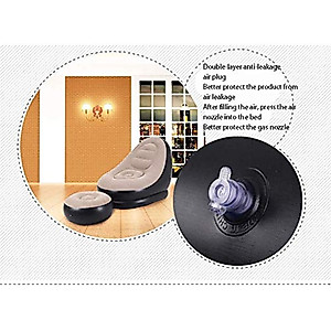 2-IN-1 Grey/Black Lounge Sofa Bed Set, Folding Portable Inflatable Lazy Flocking Recliner Chair with Footstool and Air Pump - Great for Pop Up Indoor and Outdoor Balcony, Backyard, Camping, Picnic, RV