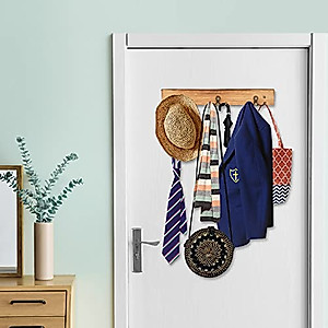 Haominnaqi Solid Wood Coat Rack Wall Mounted - 3 Six Hooks, Fitting Room Wardrobe Coat Door Rear Hook Key Hook Kitchen Bathroom Hook(2pce)