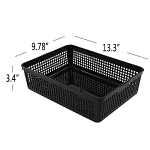 Leendines A4 Size Plastic Storage Trays, Shallow Storage Baskets Set of 6