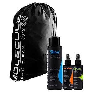 Molecule Clean Kit, 16 Ounce Wash, 4 Ounce Refresh, 4 Ounce Spot Cleaner, Laundry Bag, Performance Apparel Care, Race Suits, Removes Tough Spots and Stains (1 Kit)