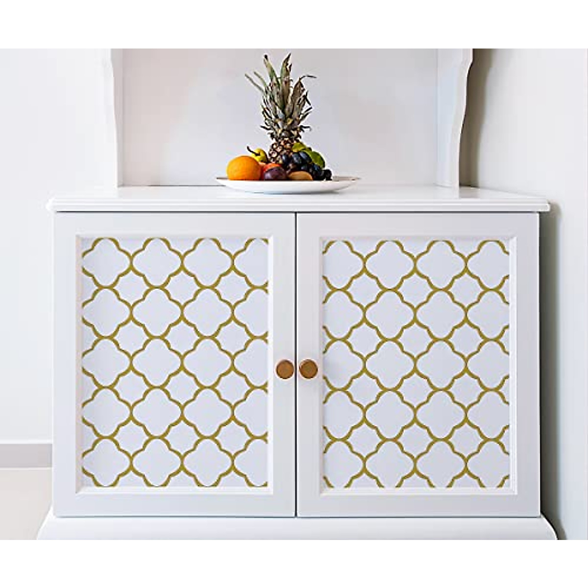 Feisoon 17.7" ｘ118 White and Gold Trellis Wallpaper Peel and Stick Trellis Contact Paper Removable Wallpaper Self Adhesive Wallpaper Modern Trellis Wallpaper for Wall Furniture Decor Vinyl Roll