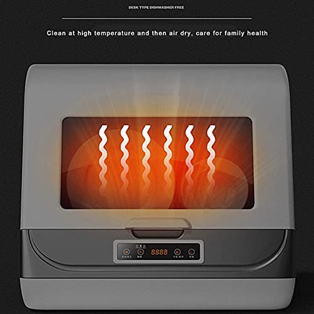 YDTZ Complete Portable Countertop Dishwasher with 5-Liter Built-in Water Tank, 5 Programs, Baby Care, Glass & Fruit Wash No Installation of Small Kitchen Dishwashing Machine (White)