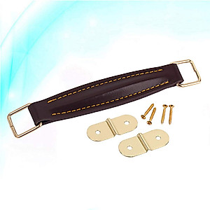 Amplifier Handle Leather Strap PU Leather Handle Replacement Parts with Mounting Screws for Guitar Audio Amplifier, 1 pcs (Coffee)