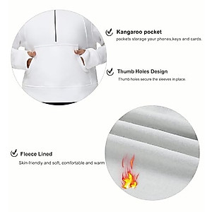 THE GYM PEOPLE Women's Half Zip Pullover Sweatshirt Fleece Stand Collar Crop Sweatshirt with Pockets Thumb Hole White