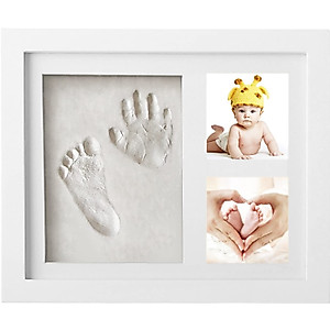 Newlemo Baby Photo Frames - Baby Hand and Footprint Kit - Baby Christening/Shower Presents for Newborn Girls and Boys (3 grids,white)