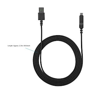 Wendry Mouse Cable, Fast USB Cable/USB Line Wireless Gaming Mouse Replacement for Razer Lancehead,Black