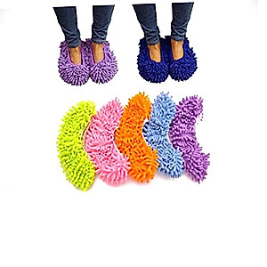 DECHOUS Soft Slippers Household Cleaner Microfiber Cleaner Floor Polishing Shoe Mop Floor Cleaning Socks Floor Dusting Shoes Cover to Make Them Act As Mop Slippers to Mop The Wood The Lazy