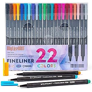 MyLifeUNIT Fineliner Pens, Fine Point Colored Pens for Drawing Journaling and Note-Taking, Planner Pen 22 Assorted Colors